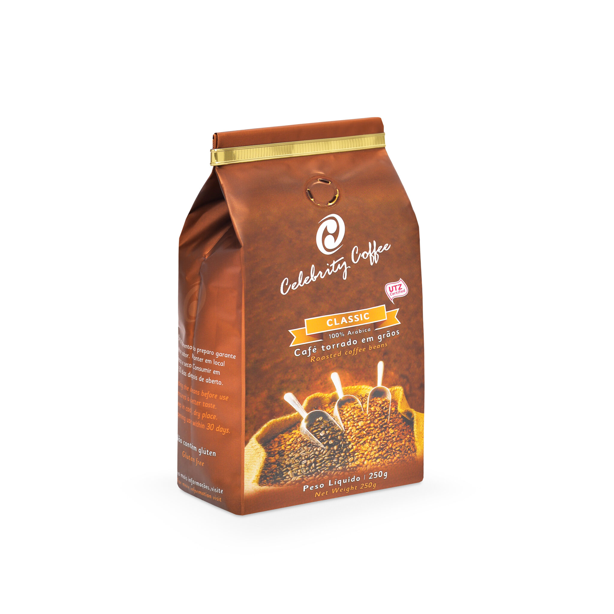 Café Torrado em Grãos 1kg | Classic | Embalagem Juta - Celebrity Coffee